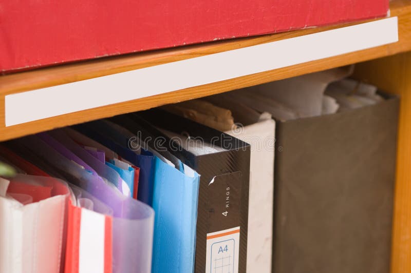 Folders with Papers on a Shelf. Stock Photo - Image of wooden ...