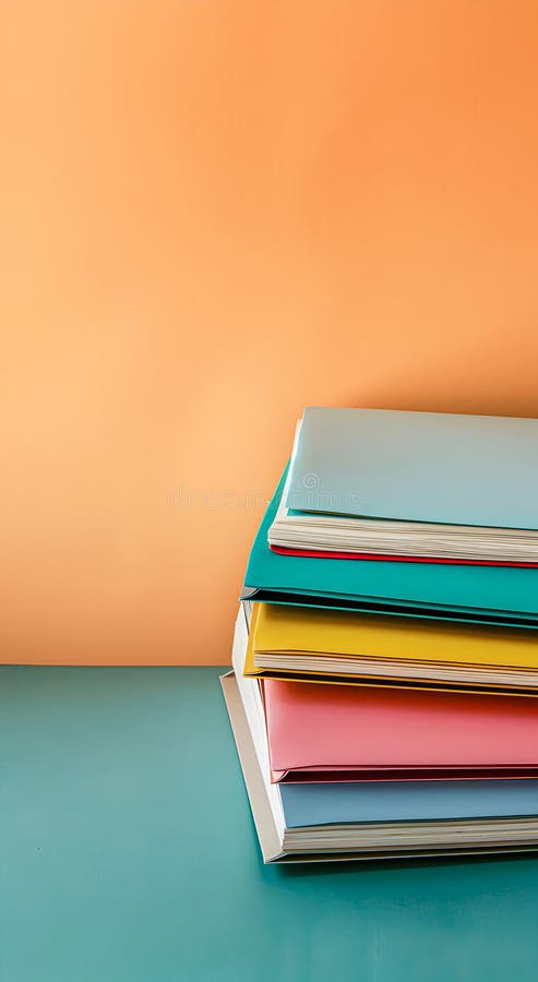 Folders of Papers Stacked on Top of Each Other, on a Colored Background ...