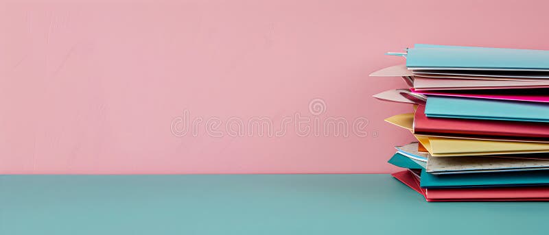 Folders of Papers Stacked on Top of Each Other, on a Colored Background ...