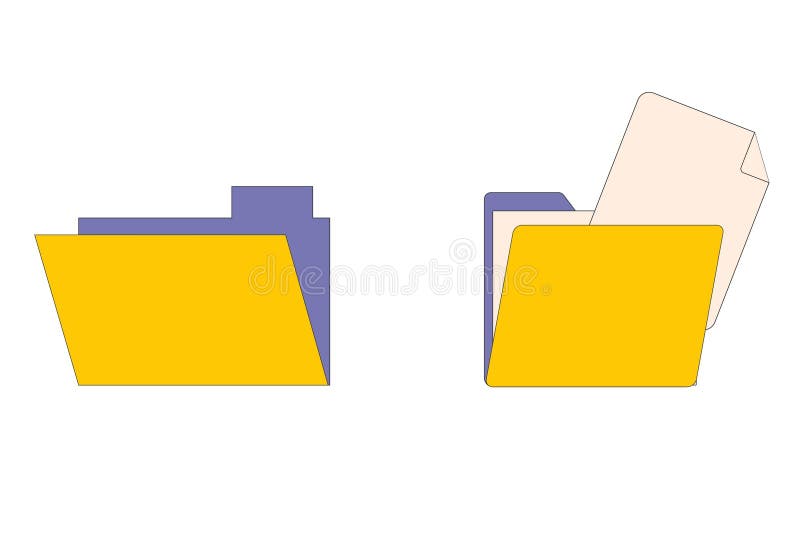 Minimalist Illustration of Yellow File Folders with Simple Document ...