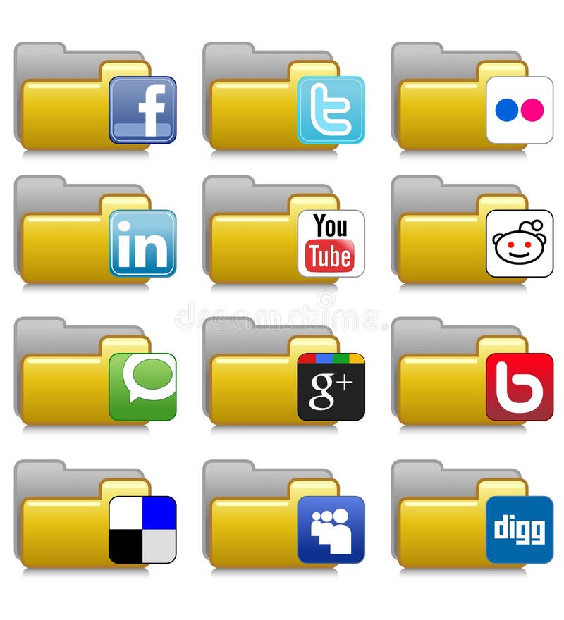 Social Network Logo Stickers Set Editorial Image - Illustration of ...