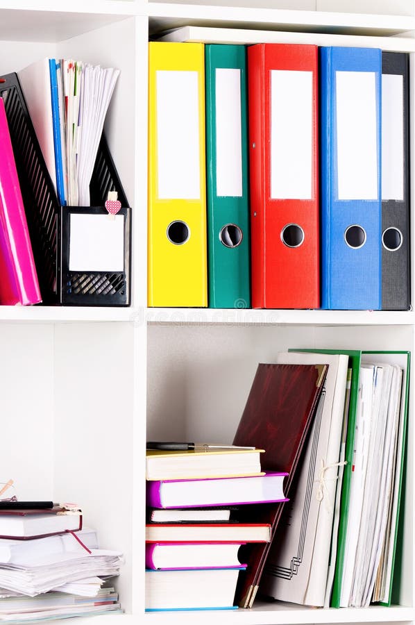 Folders on shelves stock photo. Image of paper, binder - 43147160
