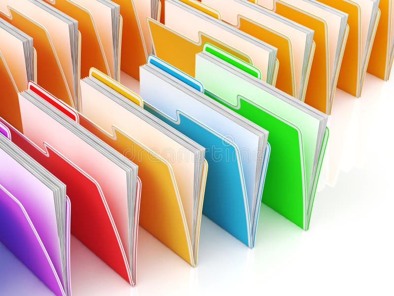 Folders Showing Organizing and Data Stock Illustration - Illustration ...