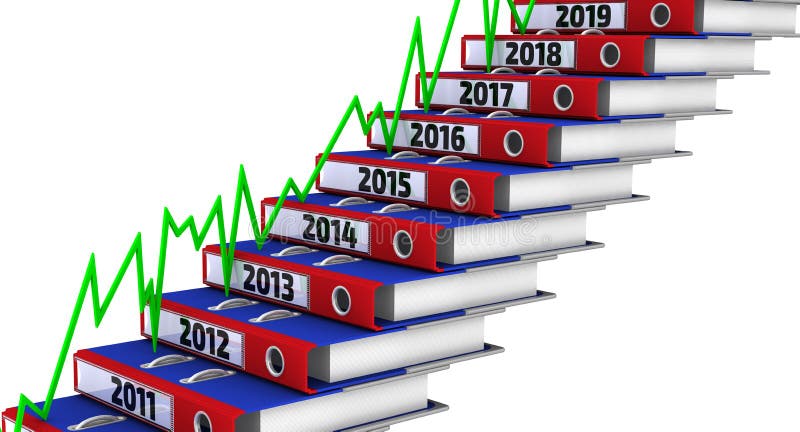 Folders Stacked in the Form of Steps, Marked the Years 2011-2019, and ...