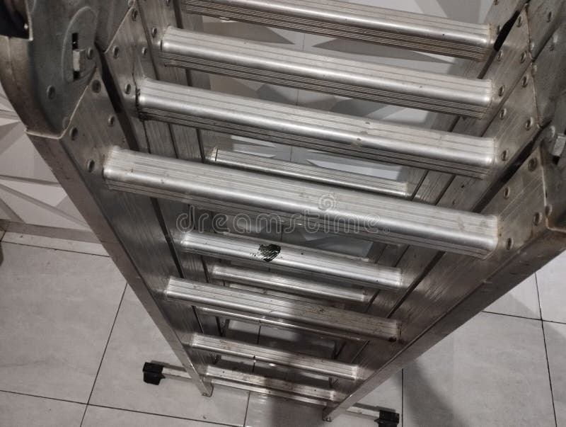 Folding aluminium ladder stock photo. Image of miter - 350407434
