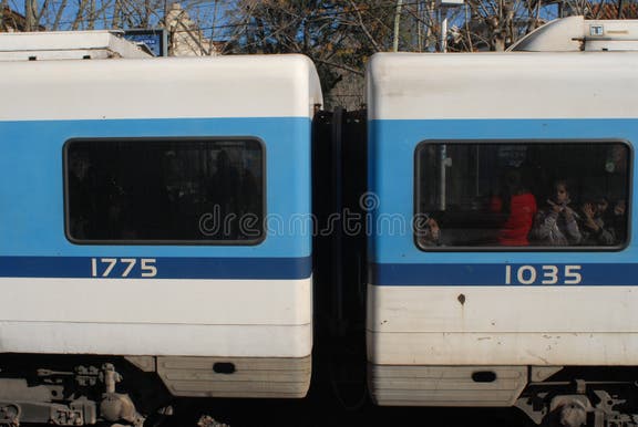 Folding Bellows and Central System in Railway Train Editorial Stock ...