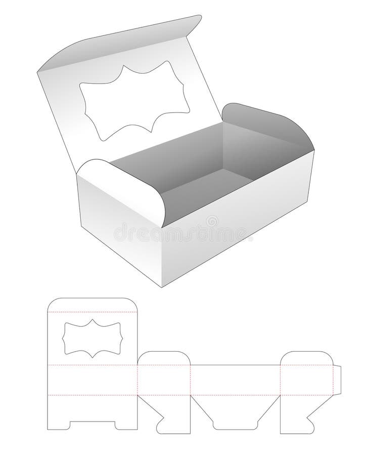 Folding Box with Curve Window on Top Flip Die Cut Template Stock Vector ...