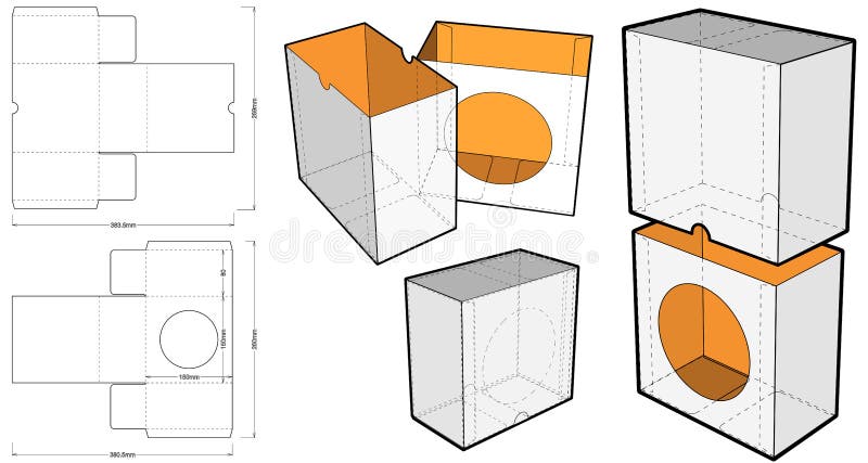 Folding Box and Die-cut Pattern. Internal Measurement 15x8x15cm Stock ...