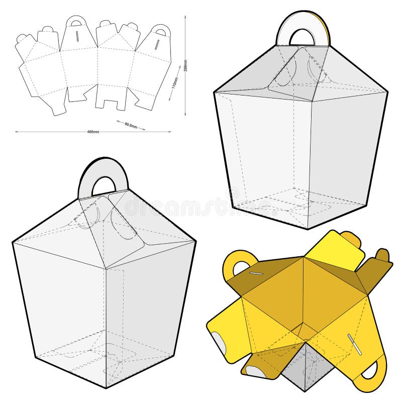 Folding box with handle stock vector. Illustration of diagram - 222213300