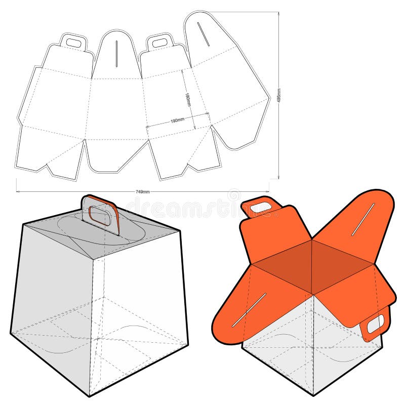 Folding Box with Handle Internal Measurement 15x10x15cm and Die-cut ...