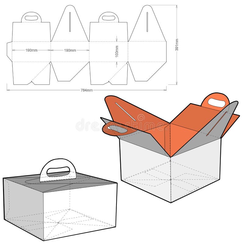 Folding Box with Handle Internal Measurement 15x10x15cm and Die-cut ...
