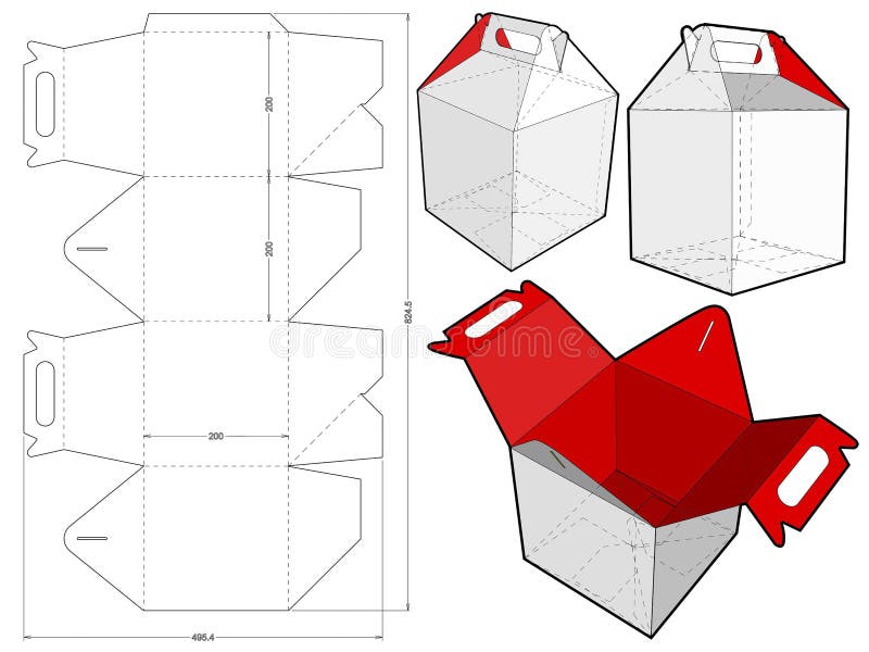 Folding Box with Handle Internal Measurement 20 X 20 + 20xcm and Die ...