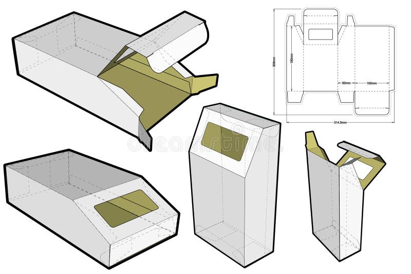 Folding Box Internal Measurement 10x5x19 Cm and Die-cut Pattern. Stock ...