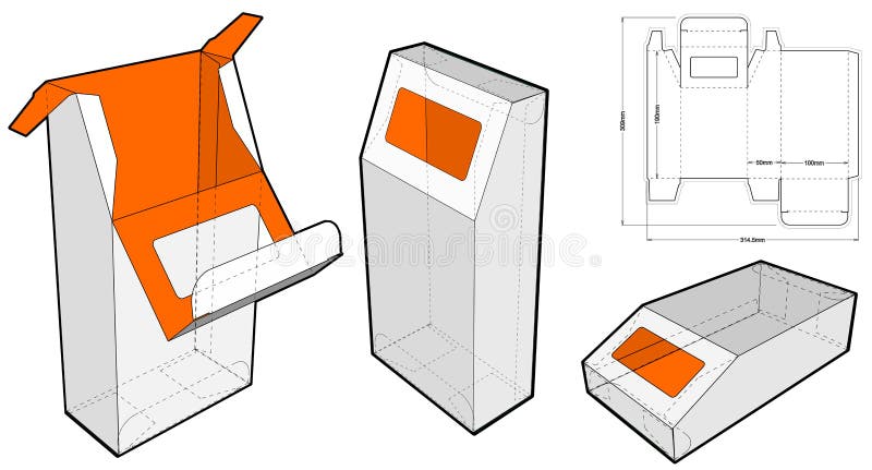 Folding Box Internal Measurement 10x5x19 Cm and Die-cut Pattern. Stock ...