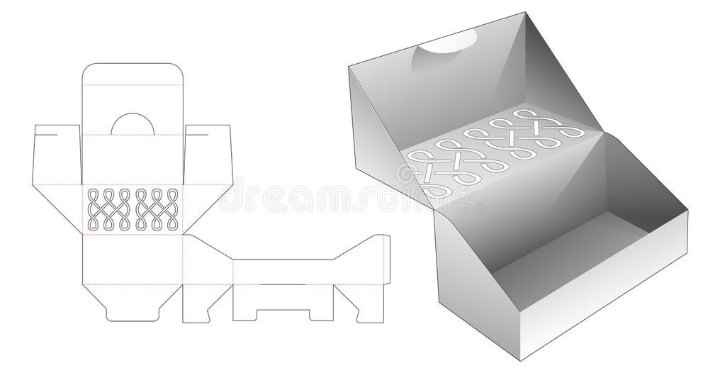 Folding Cake Box with Stenciled Pattern on Top Die Cut Template Stock ...