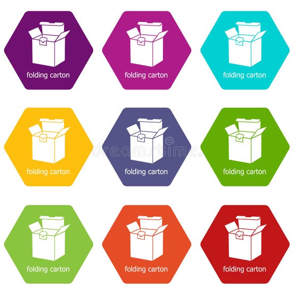 Folding Carton Icons Set 9 Vector Stock Vector - Illustration of ...