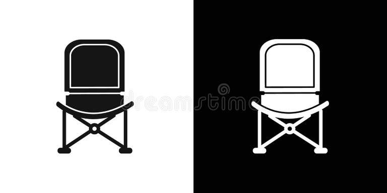 Folding Chair Icon Flat Vector Set Outline Stock Vector - Illustration ...