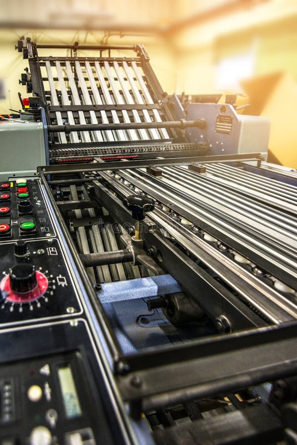 Folding Documents for a Mailing in a Press Stock Image - Image of book ...