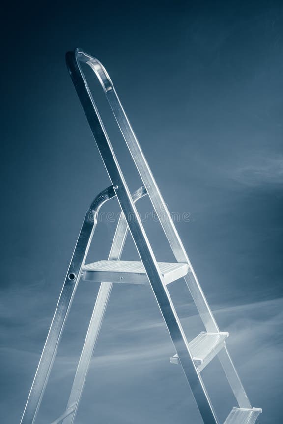 Folding ladder in smoke stock image. Image of metal, industrial - 84616563