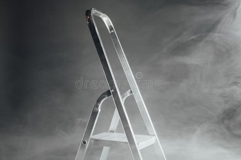Folding ladder in smoke stock image. Image of white, grey - 87364021