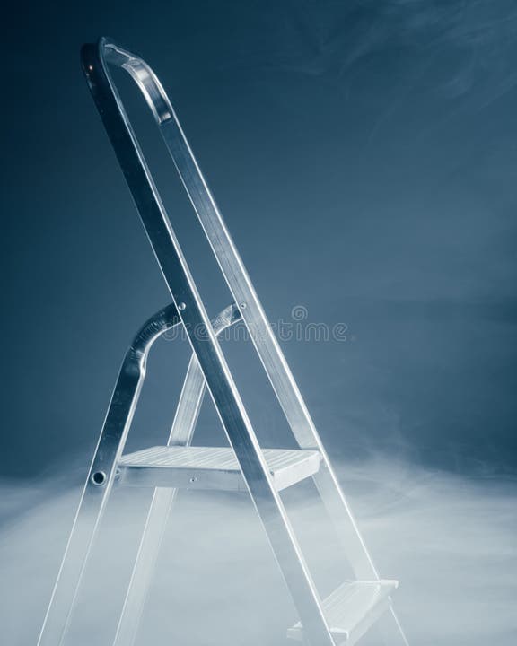 Folding ladder in smoke stock image. Image of renovation - 89208121