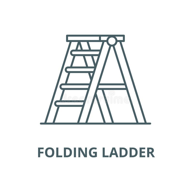 Folding Ladder Vector Line Icon, Linear Concept, Outline Sign, Symbol ...
