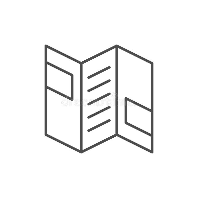 Folding Leaflet Line Outline Icon Stock Vector - Illustration of layout ...
