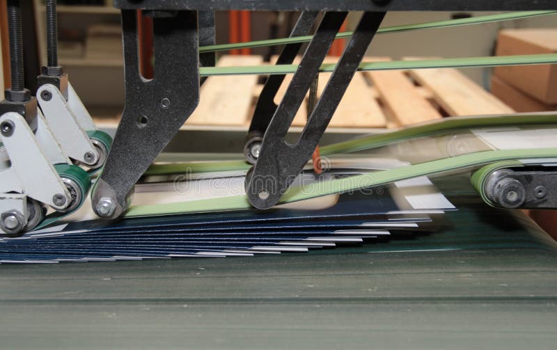 Printed Sheets on Folding Machine into Printing Plant Stock Image ...