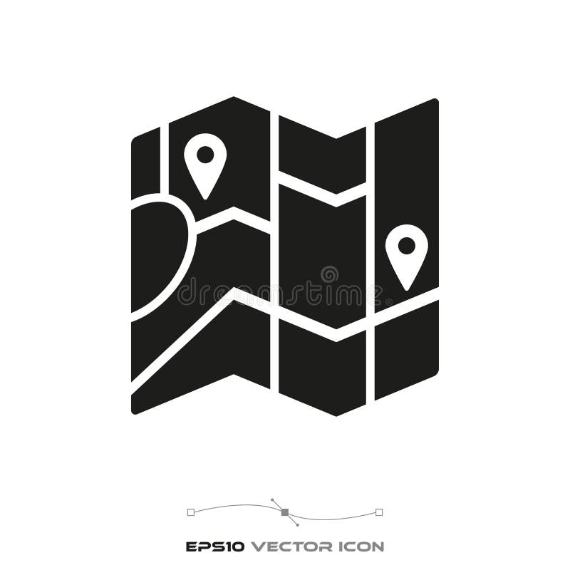 Folding map glyph icon stock vector. Illustration of symbol - 115222041