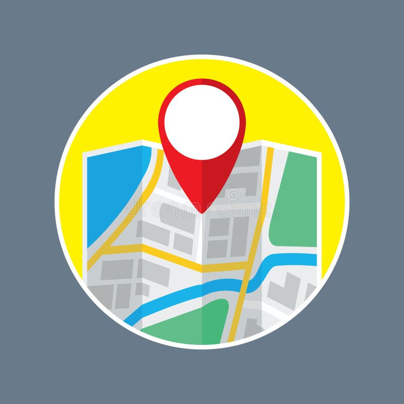 Folding Map with GPS Symbol Flat Icon Stock Vector - Illustration of ...