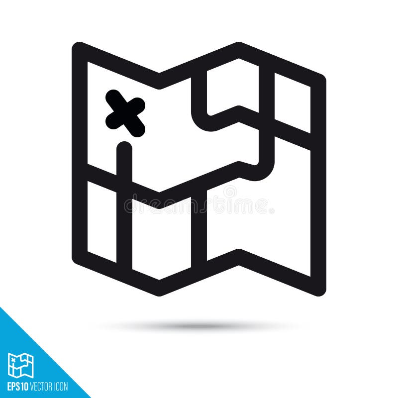 Folding Map UI Symbol Vector Line Icon Stock Vector - Illustration of ...