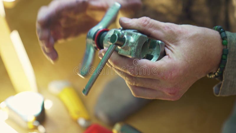 The Process of Rolling Copper Tubes of the Freon Pipeline Stock Video ...