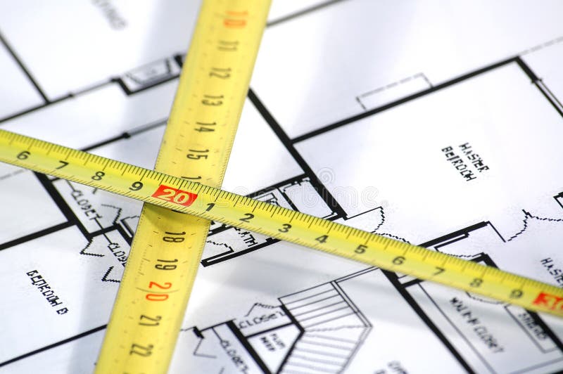 House Plans and Folding Rule Stock Photo - Image of drawings, drafting ...