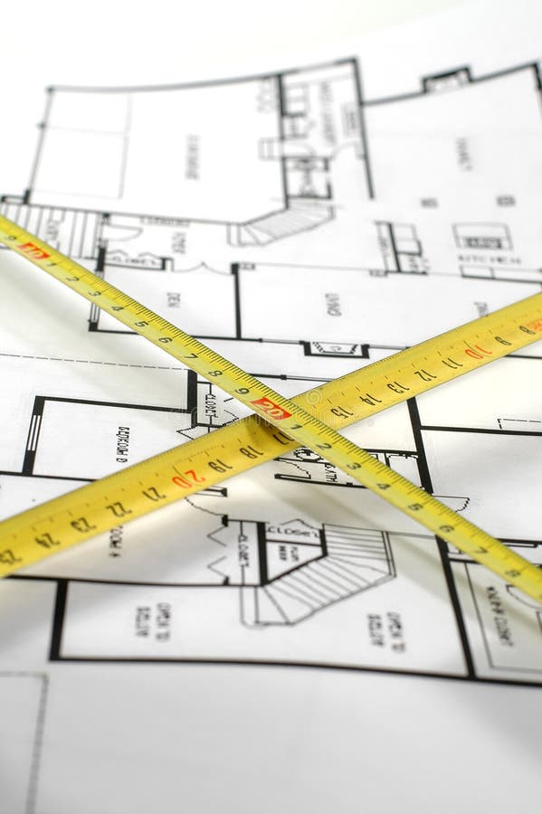House Plans and Folding Rule Stock Photo - Image of drawings, drafting ...