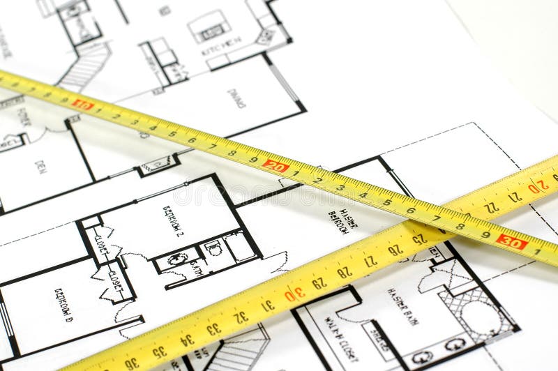 House Plans and Folding Rule Stock Photo - Image of drawings, drafting ...