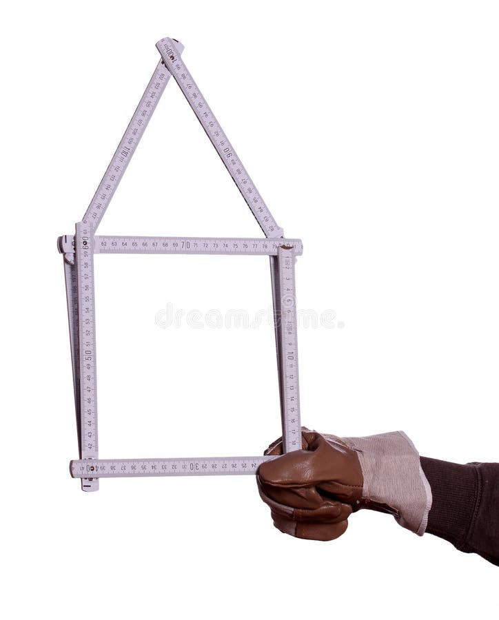 Folding Rule in Hand with Glove Stock Photo - Image of rule, house ...