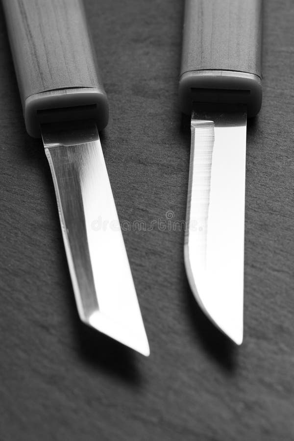 Folding Samurai Knife in Black and White Photo. Stock Photo - Image of ...
