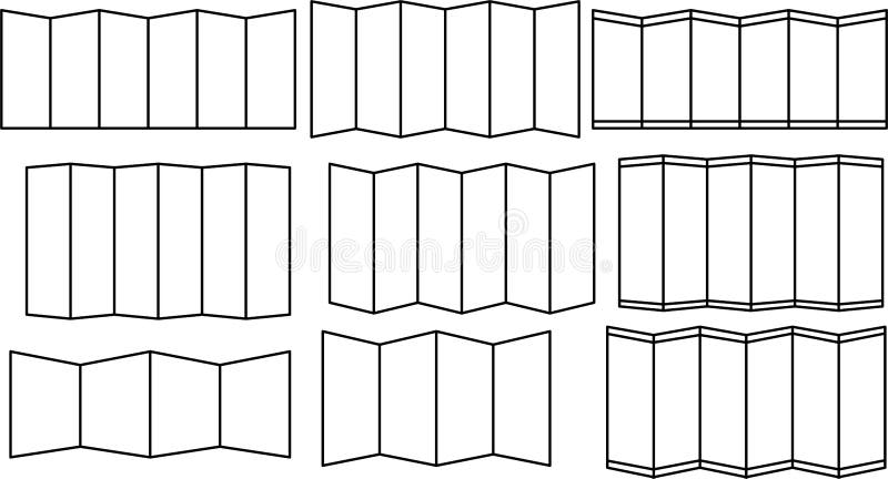 Folding screen outline set stock vector. Illustration of folding ...