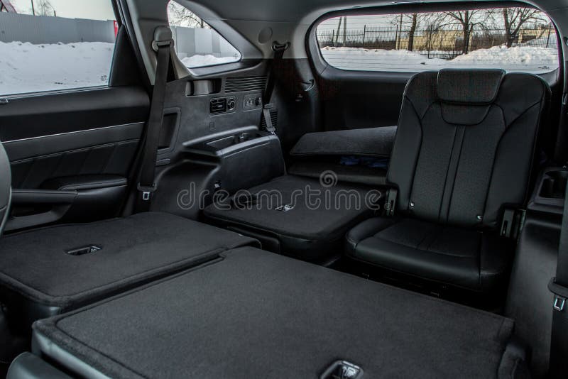 Folding Seats and a Cargo Space Inside Suv Car. Modern Car Interior ...