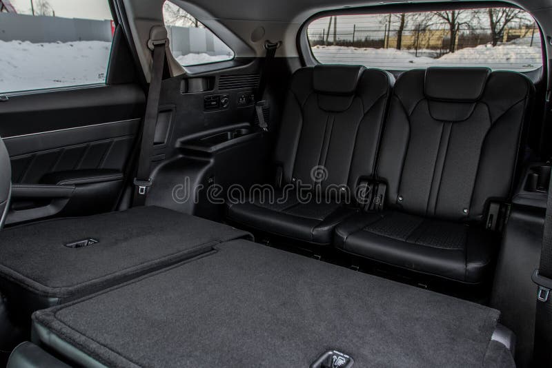 Folding Seats and a Cargo Space Inside Suv Car. Modern Car Interior ...