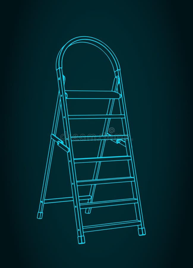 Folding Step Ladder Blueprint Stock Vector - Illustration of household ...
