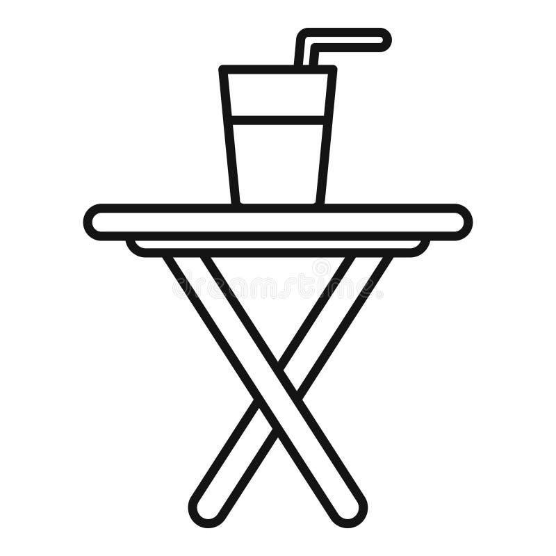 Folding Table Standing with Soda in Disposable Cup on Top Icon Stock ...