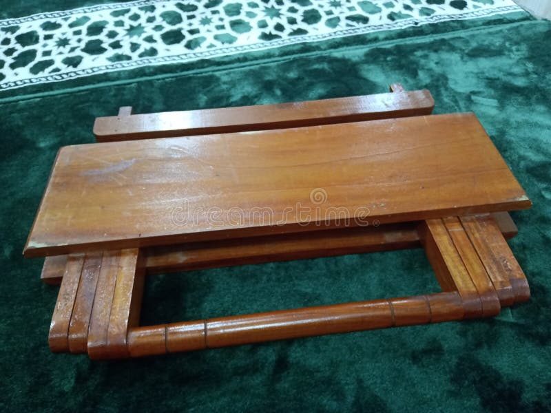 Folding Table, Wooden, Brown, for Study in the Mosque Stock Photo ...