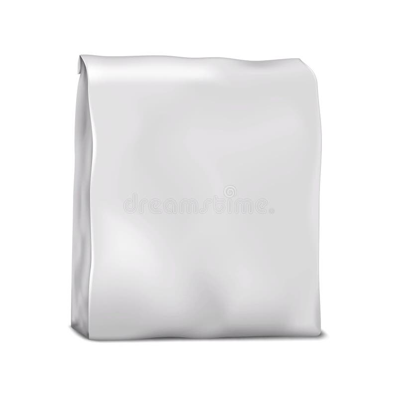 Folding Top Food Bag Vector Mock-up. White Blank Pouch Packaging Mockup ...