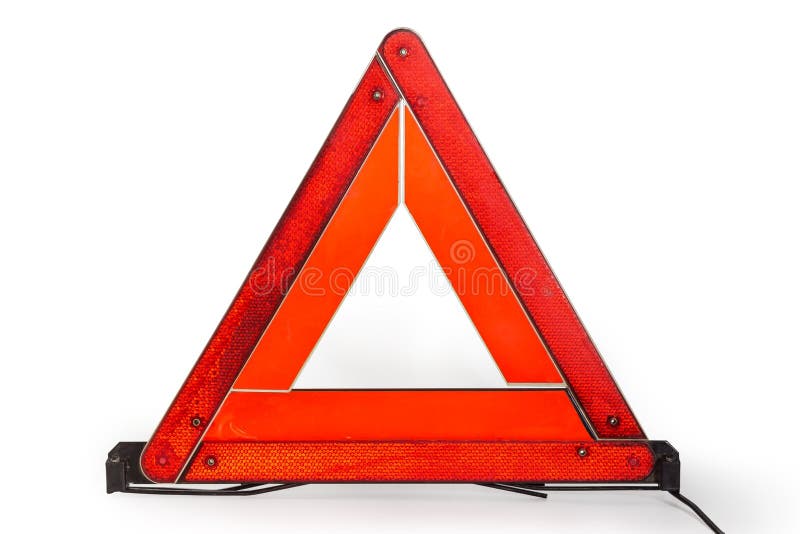 Fold-out Warning Road Sign, Driver Changes Wheel in the Background ...