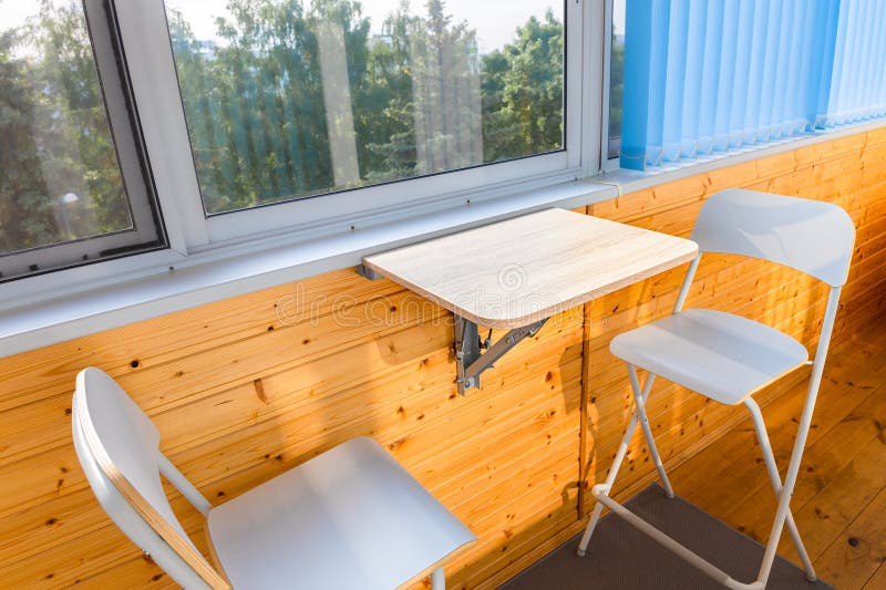 Folding Wooden Table Fixed on the Wall. Stock Photo - Image of open ...