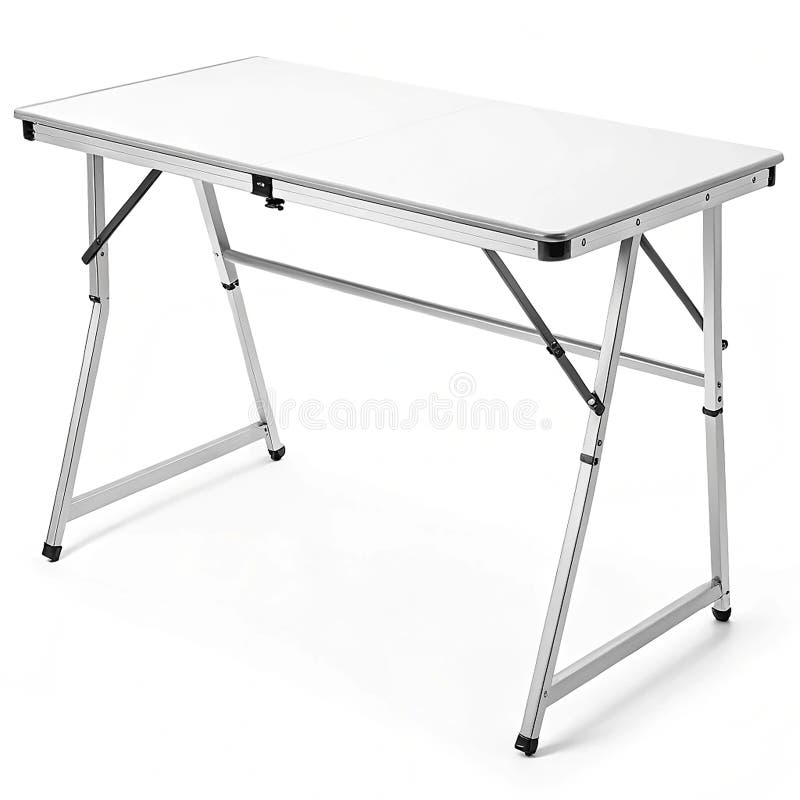 Folding Work Table with Adjustable Height on White Background Stock ...