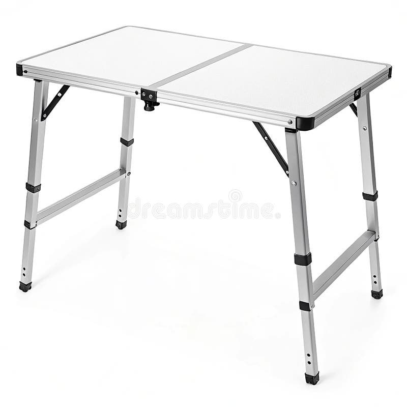 Folding Work Table with Adjustable Height on White Background Stock ...