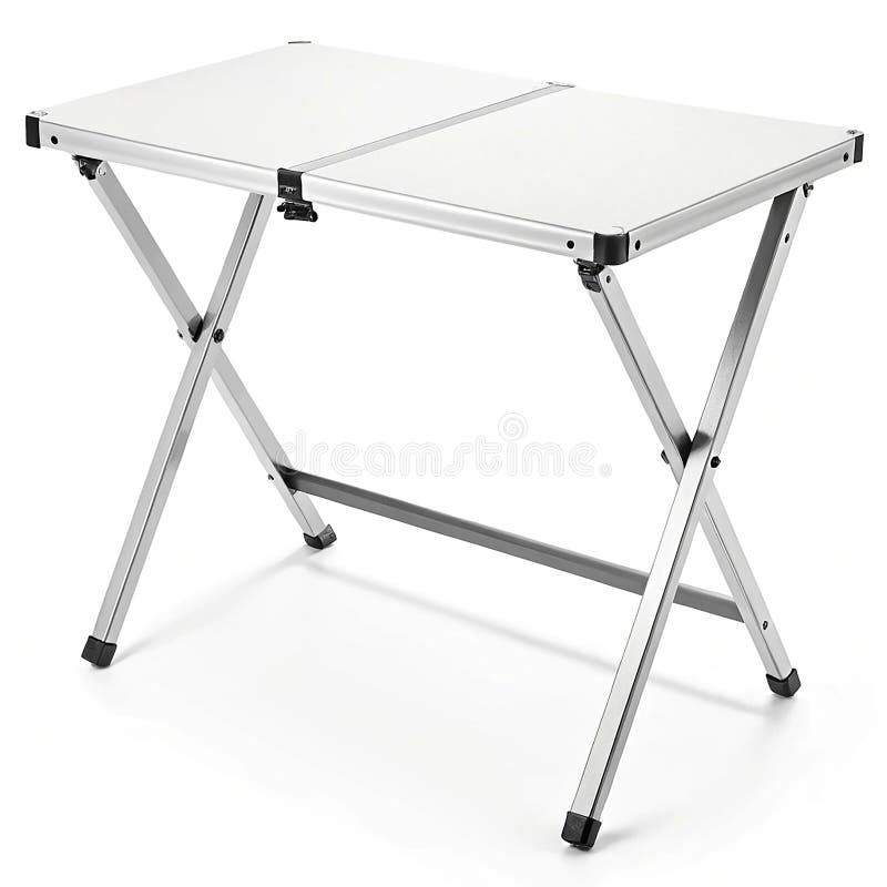 Folding Work Table with Adjustable Height on White Background Stock ...