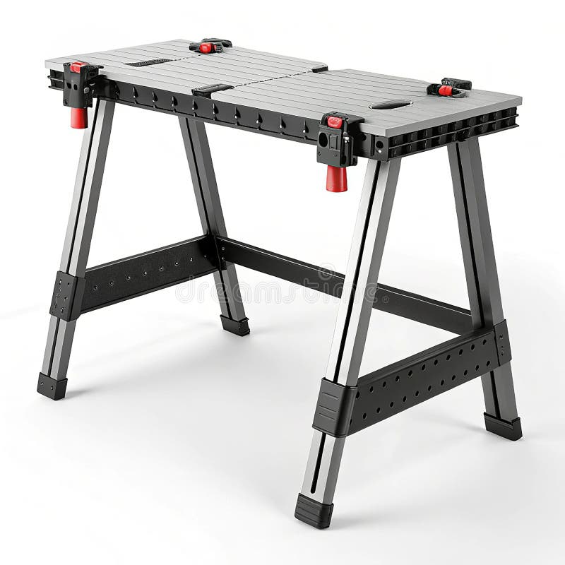Folding Workbench with Adjustable Legs and Clamps Stock Illustration ...